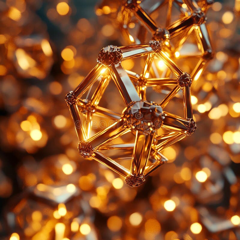 Stunning Abstract Image of Golden Geometric Structures with a Sparkling ...