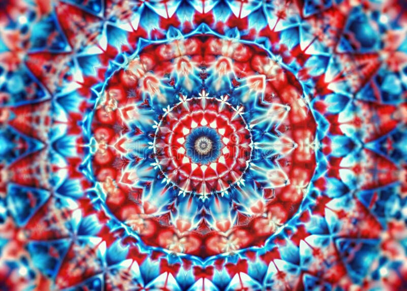 Stunning Abstract Kaleidoscope Pattern in Red White and Blue TiltShift ...