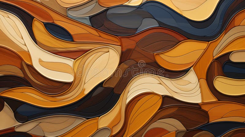 Stunning Abstract Marquetry Artwork with Dynamic Wood Tones, Flat ...