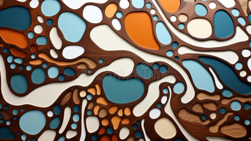 Stunning Abstract Marquetry Artwork with Dynamic Wood Tones, Flat ...