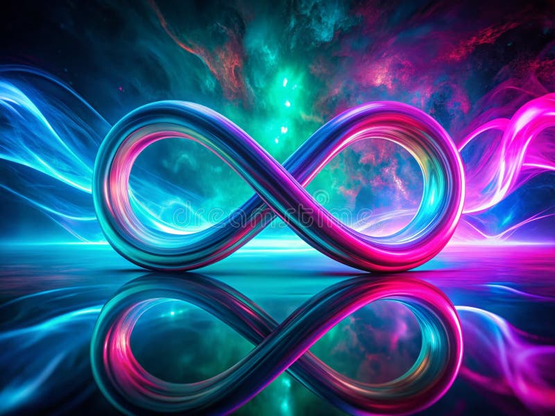 Stunning Abstract Neon Infinity Loop Double Exposure Background a ...