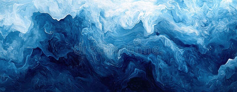 Abstract Blue Ocean Waves Painting Fluid Acrylic Pouring Art Stock ...