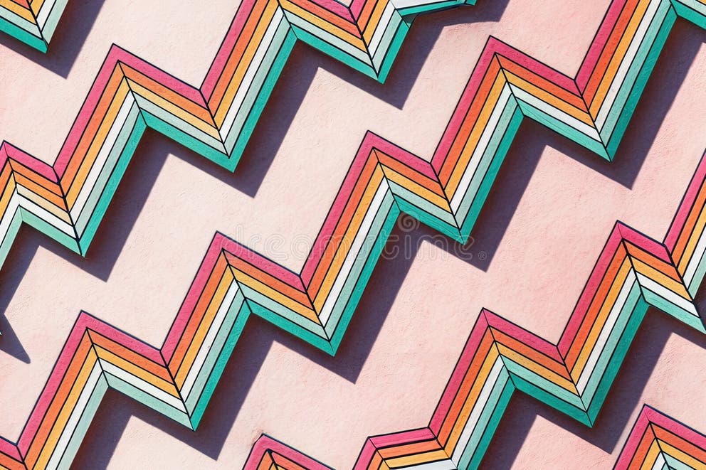 Stunning Abstract Pink Geometric Zigzag Pattern with Dramatic Shadow ...