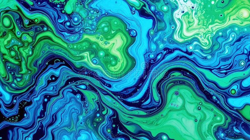 Stunning Abstract Psychedelic Oil on Water Design Vibrant Blue and ...