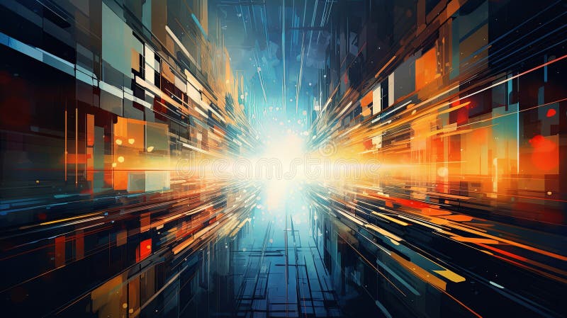 Dynamic Abstract Technology Background with Vibrant Light Explosion ...