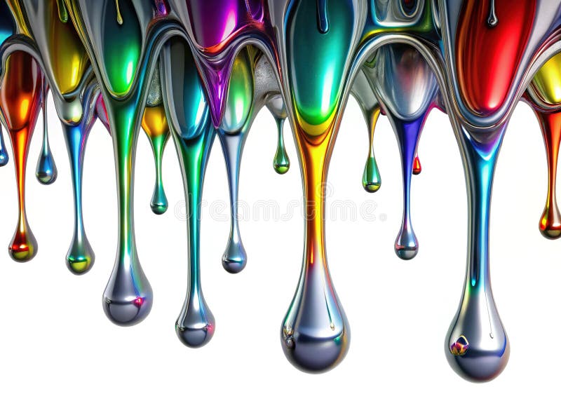 Stunning Abstract Silver Metallic Drips on White a Dynamic Visual ...
