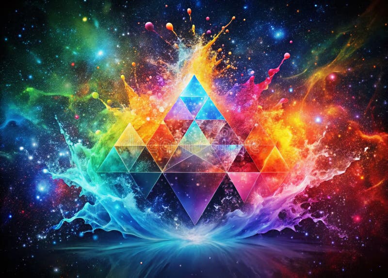 Stunning Abstract Triangle Geometry a Vibrant Cosmic Splash Background ...