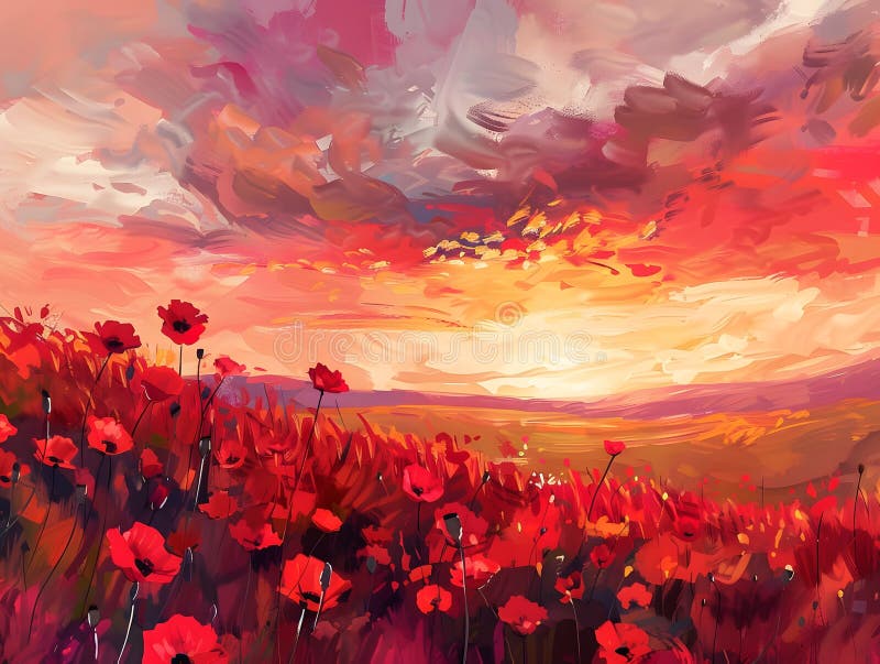 A Stunning Abstract View of a Field Full of Red Poppies Stock ...