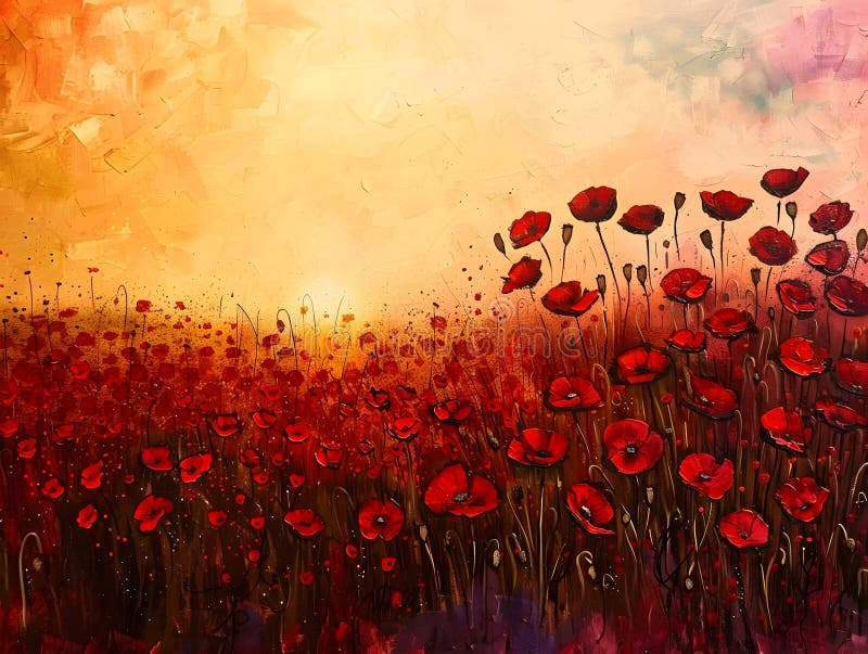 A Stunning Abstract View of a Field Full of Red Poppies Stock ...