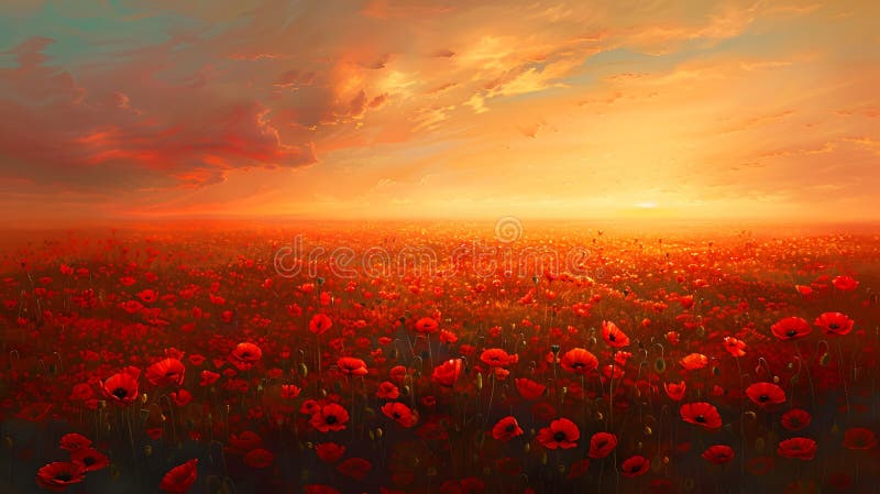A Stunning Abstract View of a Field Full of Red Poppies Stock ...