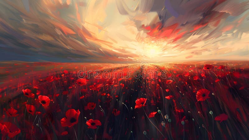 A Stunning Abstract View of a Field Full of Red Poppies Stock ...