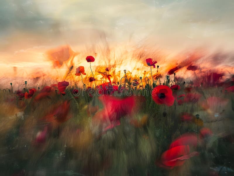 A Stunning Abstract View of a Field Full of Red Poppies Stock ...