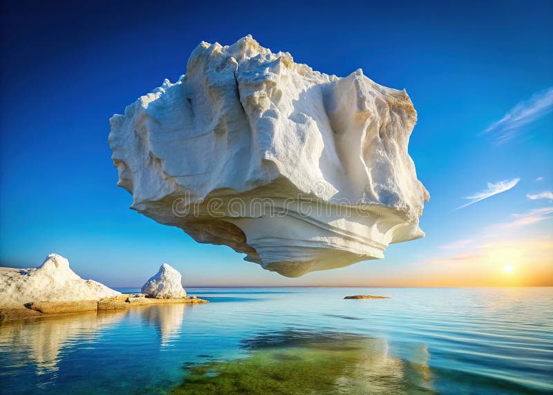 A Stunning Abstract View of White Rock Formations Falling and Floating ...