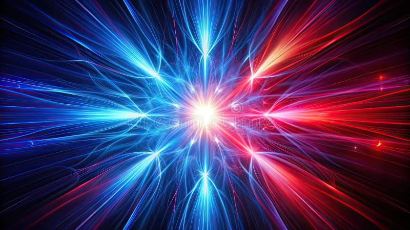 A Stunning Abstract Visual of Red and Blue Energy Forces Colliding in a ...
