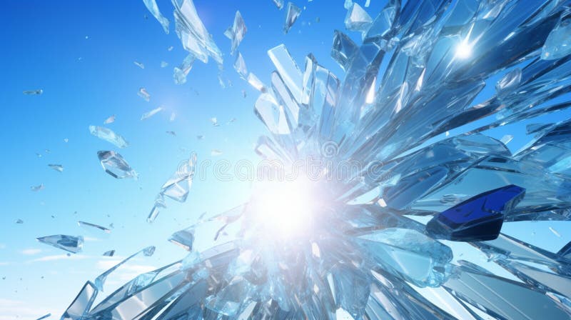 Exploding Blue Glass Effect in Abstract Form - AI Generative Stock ...