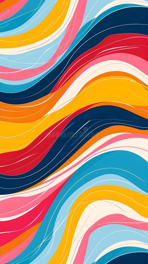 Bright Abstract Wave Pattern in Vibrant Retro Colors Stock Illustration - Illustration of retro ...