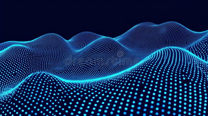 Stunning Abstract Wave Technology Background with Blue Light Digital ...