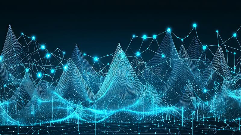 Stunning Abstract Wave Technology Background with Blue Light Digital ...