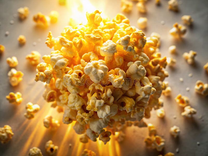 Stunning Aerial CloseUp of a Fluffy Popcorn Explosion Dramatic Lighting ...