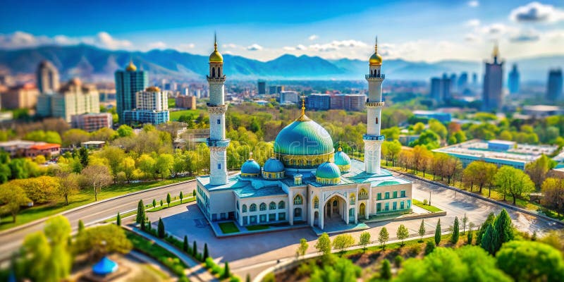 A Stunning Aerial Perspective of Almaty Central Mosque in Spring ...