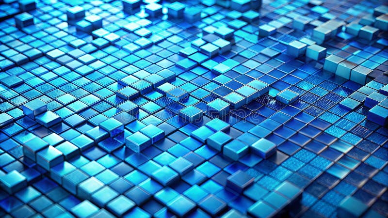 Stunning Aerial Perspective of a Blue Pixelated Texture Exploring ...
