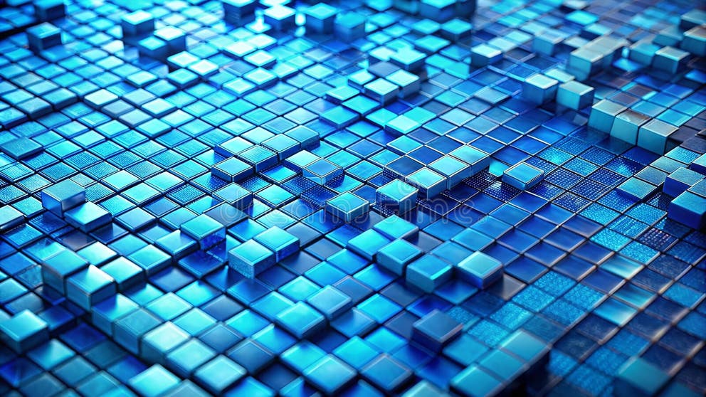 Stunning Aerial Perspective of a Blue Pixelated Texture Exploring ...