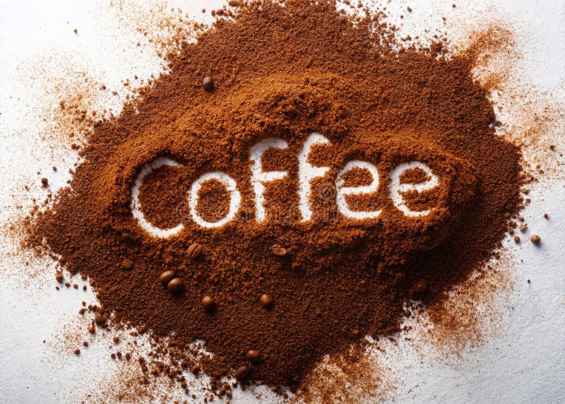 A Stunning Aerial Perspective of Coffee Grounds Spelling Out a Word on ...