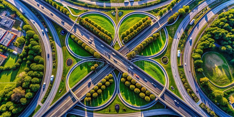 Stunning Aerial Perspective of a Complex Cloverleaf Interchange a ...