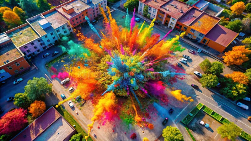 A Stunning Aerial Perspective of a Dynamic Splatter Paint Art ...