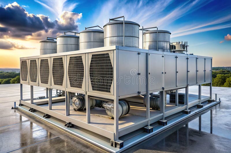 Stunning Aerial Perspective of Industrial Refrigeration Unit on Top of ...