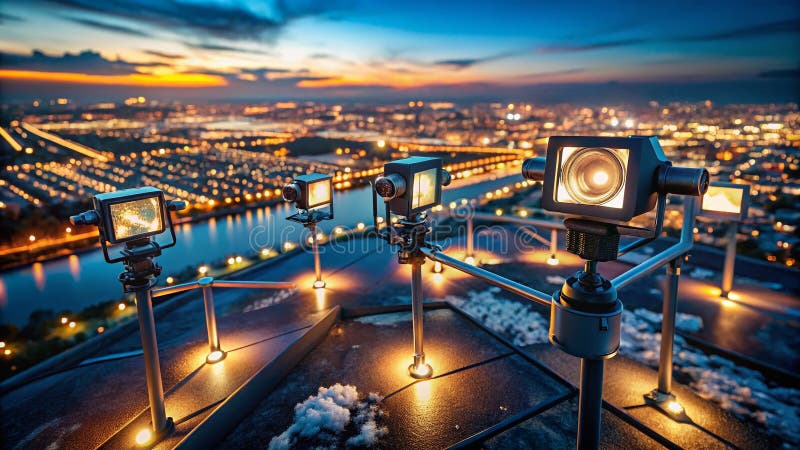 Stunning Aerial Perspective of a Night Scene Illuminated by Powerful ...