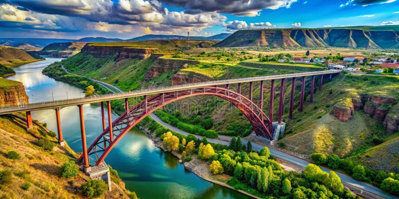 Stunning Aerial Perspective of the Perrine Memorial Bridge in Jerome ...