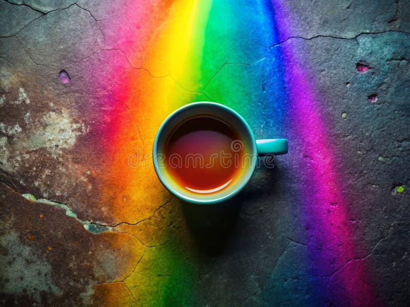 A Stunning Aerial Perspective of a Rainbow Gradient Mug Glowing ...