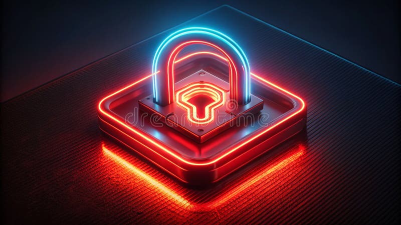 A Stunning Aerial Perspective of a Red Neon Lock Symbol a Visual ...