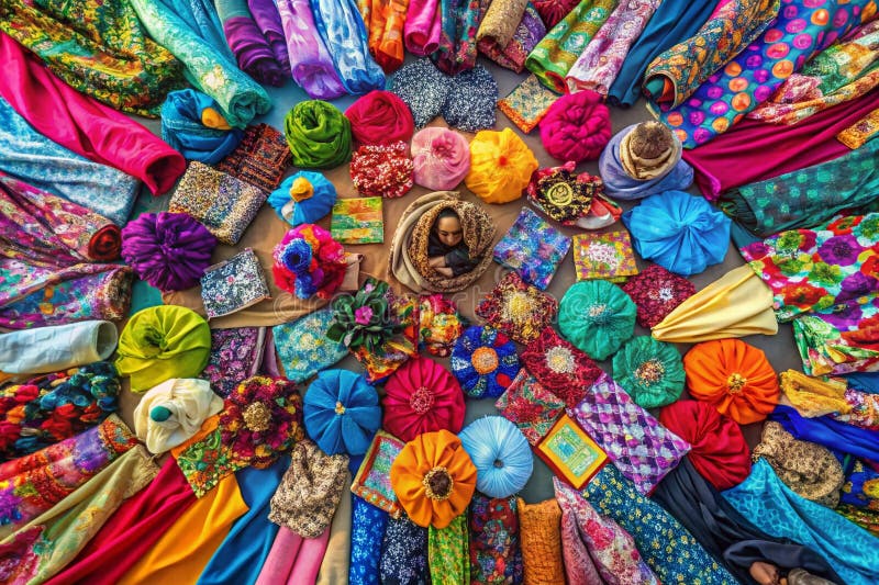 Stunning Aerial Perspective of Womens Fabrics a Visual Symphony of ...