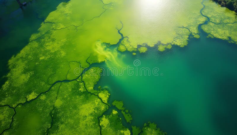 Aerial View of Green Algae Bloom Stock Photo - Image of conservation ...