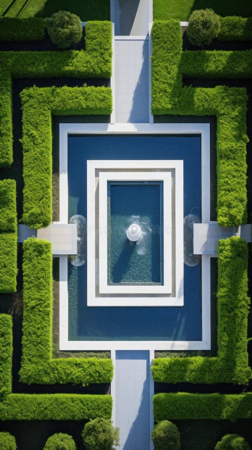 A Stunning Aerial Shot of a Modern Garden Design Featuring a Geometric ...
