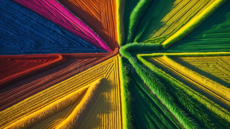 Aerial View of Vibrant Colored Fields Stock Image - Image of effect ...