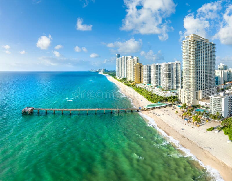 Stunning Aerial View of the Beachfront of Miami, Florida. Editorial ...