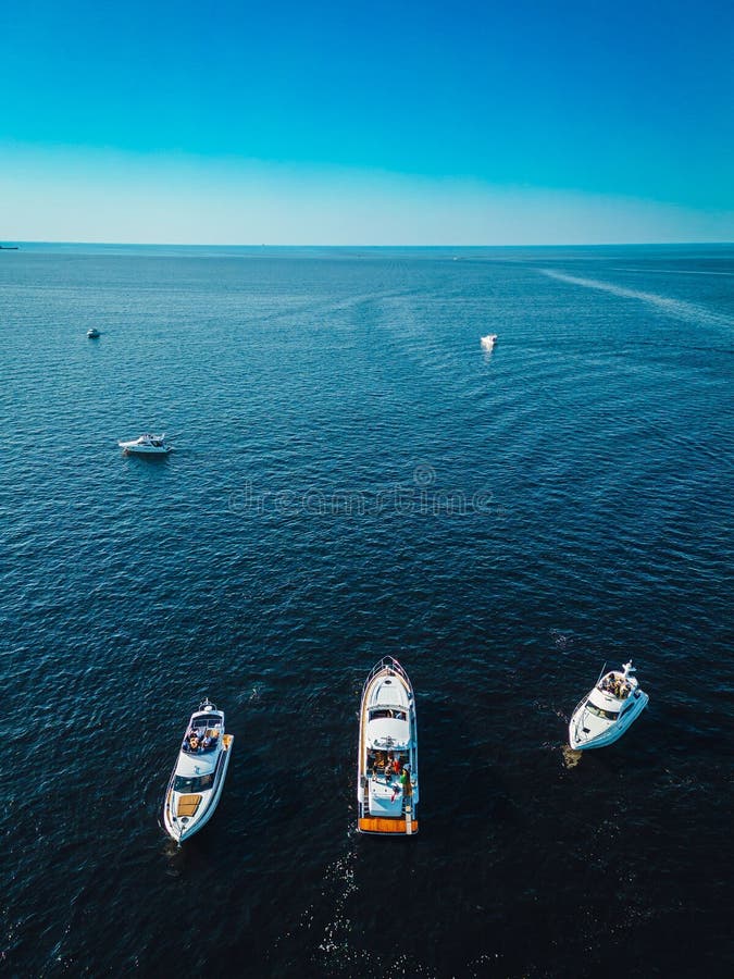 Stunning Aerial View of a Beachfront, with Multiple Boats Stock Image ...