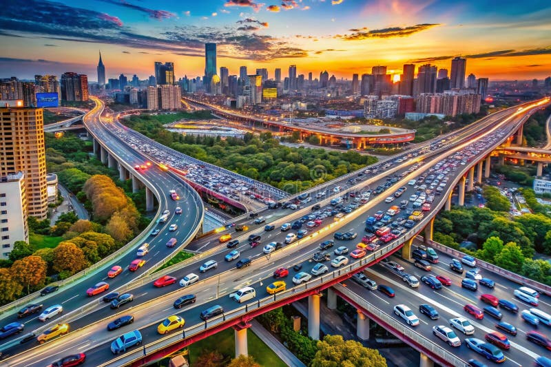 Urban Gridlock an Aerial Perspective on Rush Hour Chaos and Highway ...