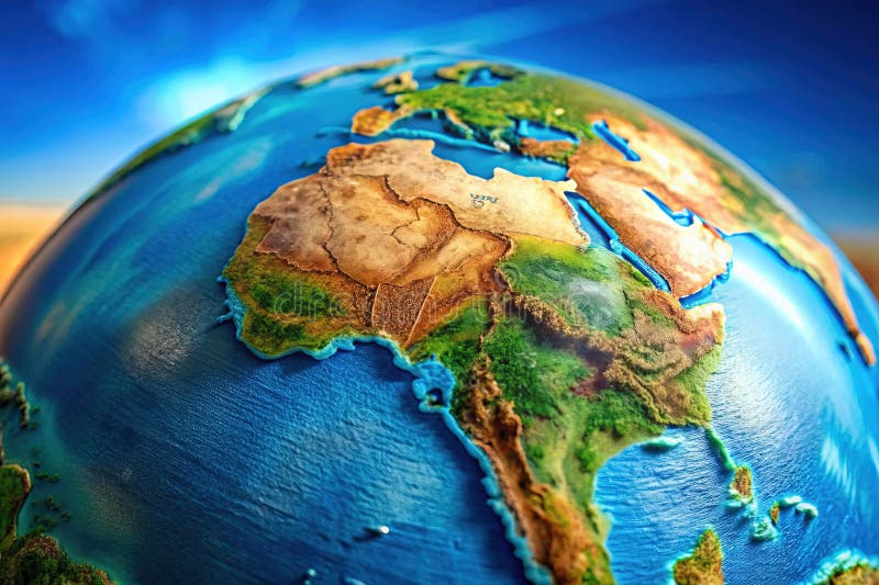 Stunning Aerial View of the Global World Map on a Vibrant Blue ...