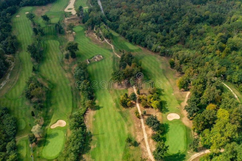 Stunning Aerial Point of View on Golf Fields Stock Photo - Image of ...