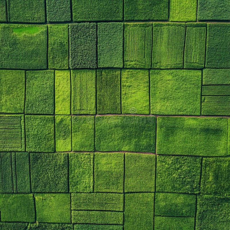 Stunning Aerial View of Lush Green Fields Arranged in a Patchwork ...