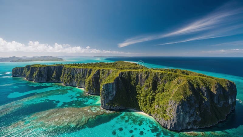 Stunning Aerial View of Lush Tropical Island with Turquoise Waters and ...