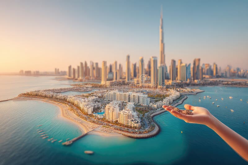 Dubai Skyline & Beach: AI-Generated Stock Illustration - Illustration of tourism, investment ...