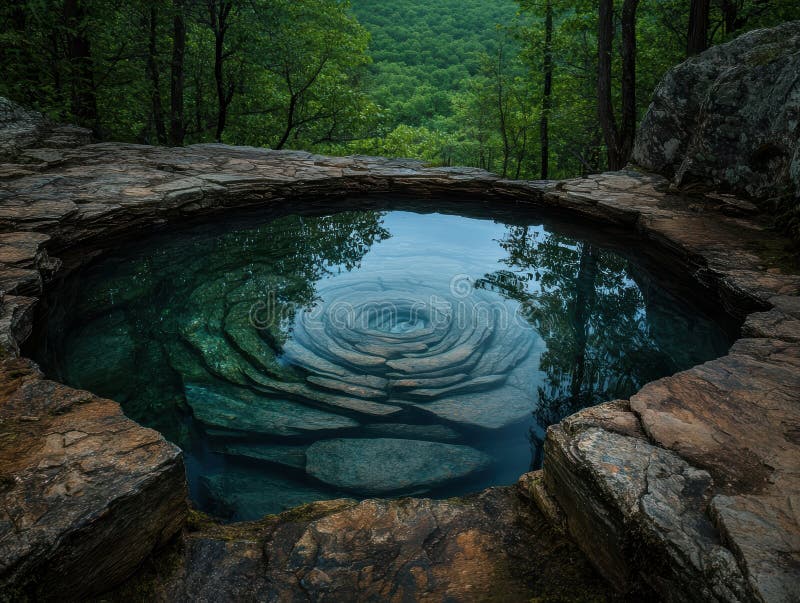Stunning Aerial View of a Natural Rock Pool with a Mesmerizing Spiral ...