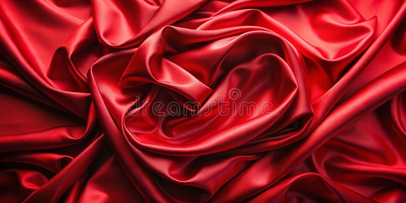 Stunning Aerial View of Red Satin Waves a Luxurious Abstract Textile ...