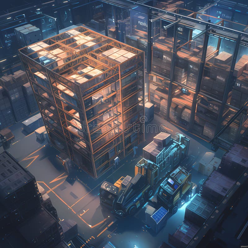 Future Warehouse: High Tech Logistics Facility. Stock Illustration ...