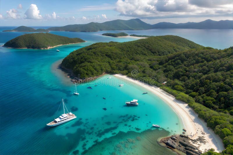 Stunning Aerial View of Tropical Island Paradise Stock Illustration ...